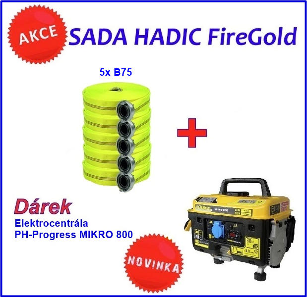 Sada hadic PH Fire Gold 5x B75 + elektrocentrála PH-Progress MIKRO 800 ...