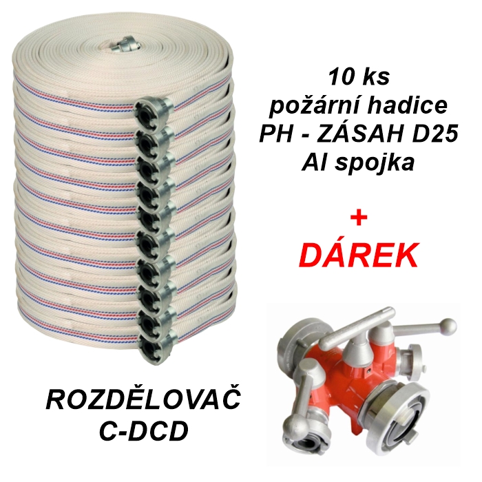 Sada hadic PH Zásah 10xD25 + Rozdělovač C-DCD | Požární bezpečnost s.r.o.
