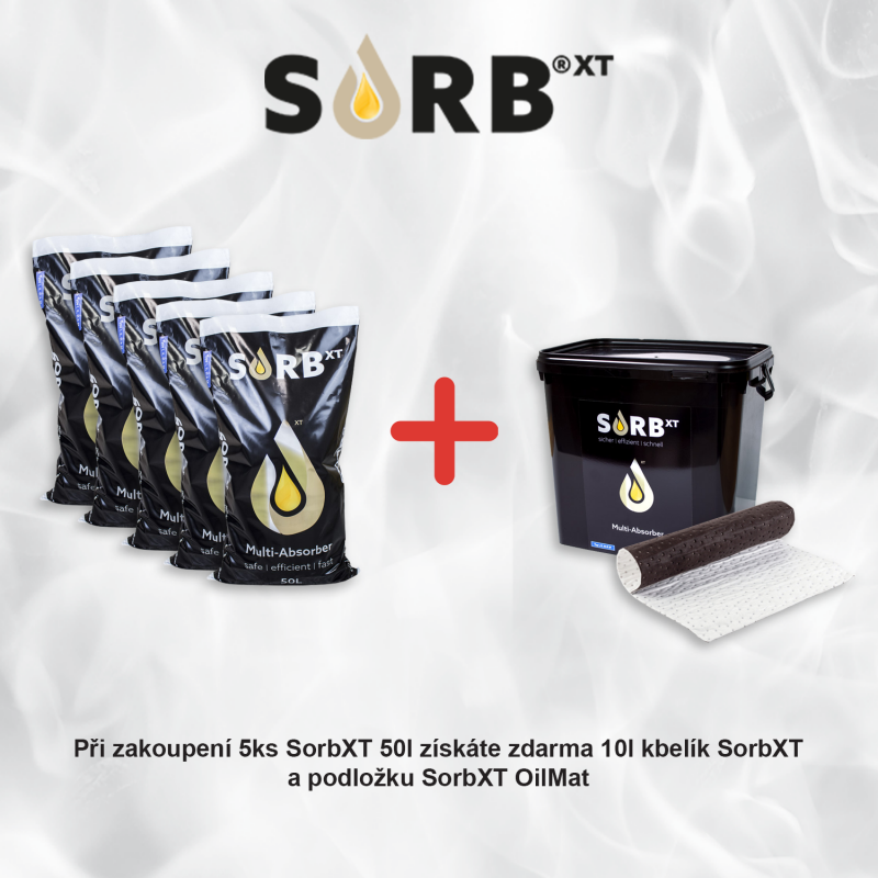 SORB®XT sypký sorbent 5x pytel 50 litrů + ZDARMA 10L kbelík a 1ks ...